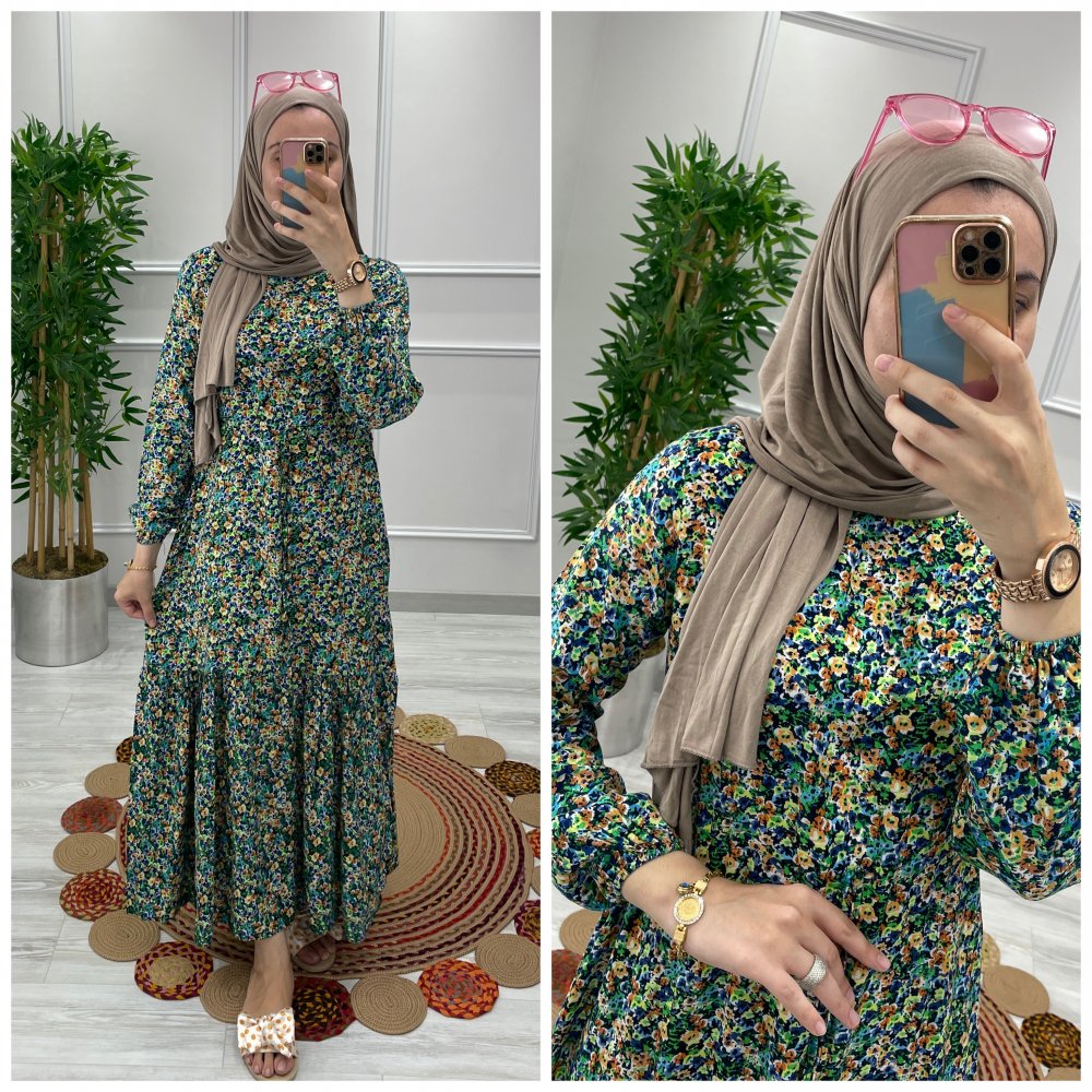 Ahsen Tesettür Elbise Yeşil Modelleri En Uygun Fiyatlarla