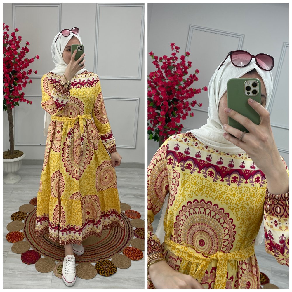 Hint Elbise Sarı Modelleri En Uygun Fiyatlarla